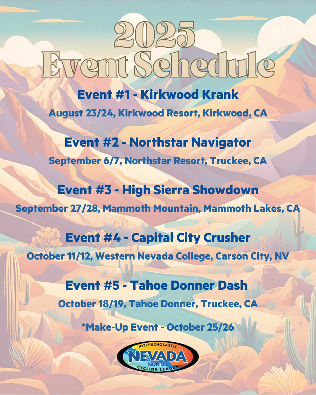 2025 Fall Race Schedule | Nevada North League
